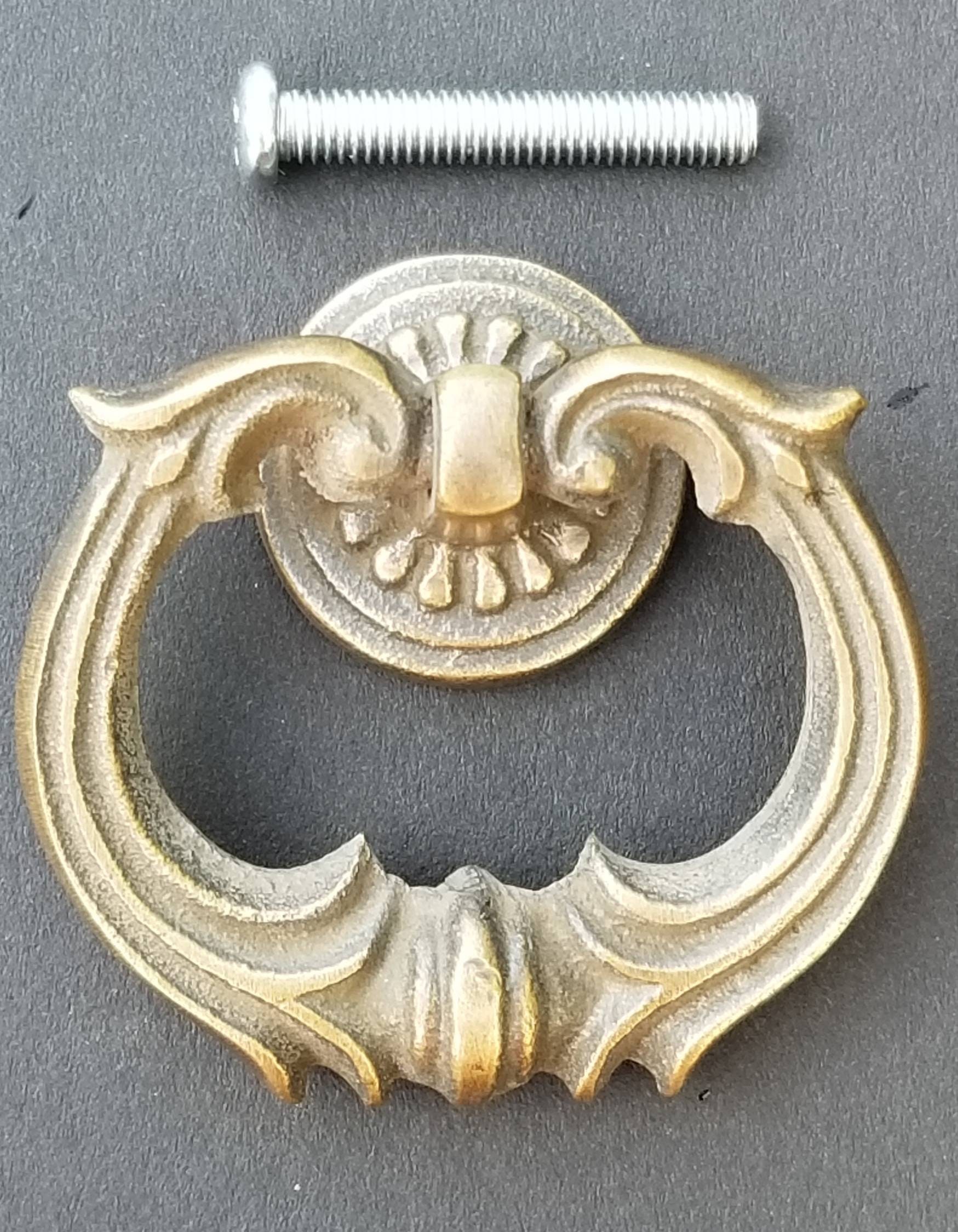 4 X Ornate Solid Brass Ring Pull Handle With Detailed Drop - Etsy