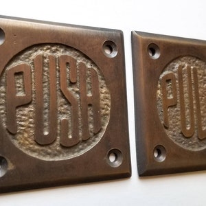 Set of PULL and PUSH Signs Unique Antique Style Art Deco Solid Brass 2 ...