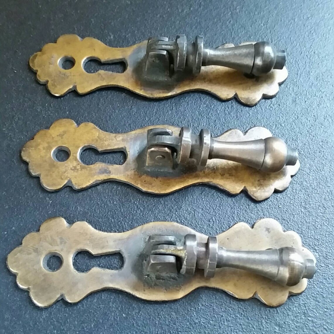2 X Cabinet Handles With Teardrop Pendant Pulls and Escutcheon - Etsy