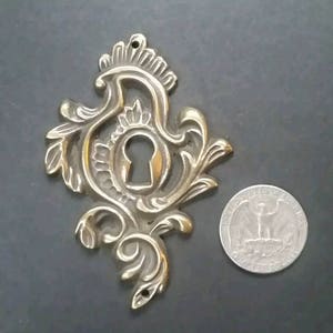 2 Antique Style Brass Keyhole Cover Escutcheons, French Provincial, 3 ...
