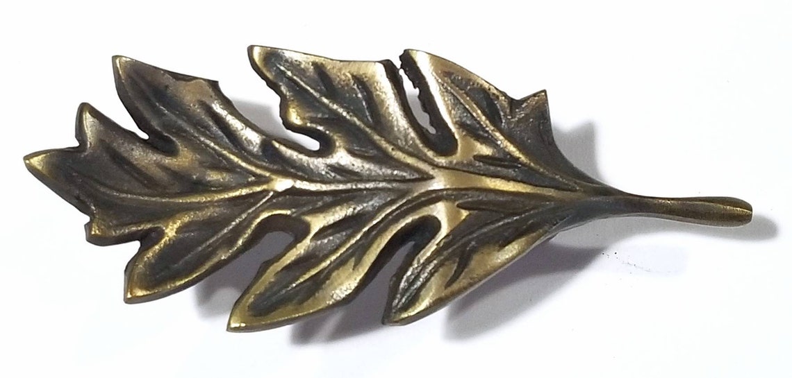 Unique Antique Style Solid Brass Oak Leaf handle 4 long - Etsy België