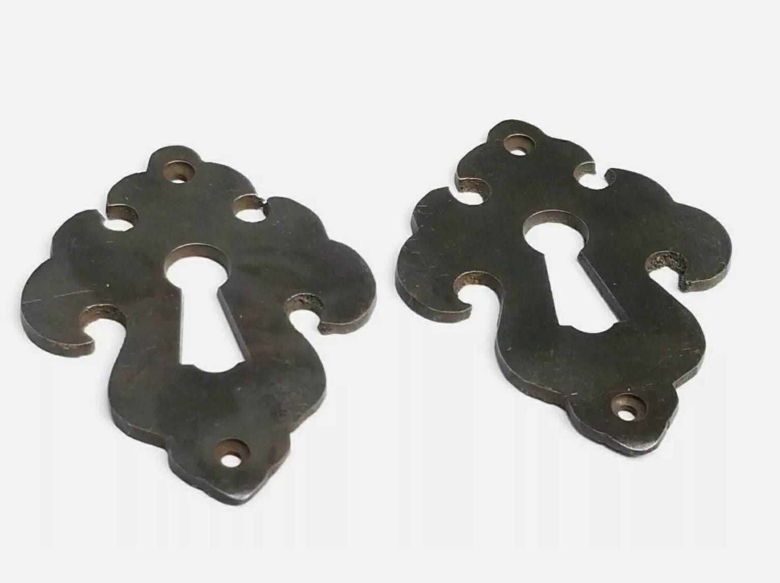 2 Small Antique French Brass Escutcheon Hardware Ornate Fancy - Etsy