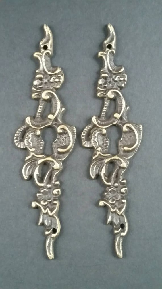2 Antique French Brass Escutcheon Hardware Ornate Fancy - Etsy