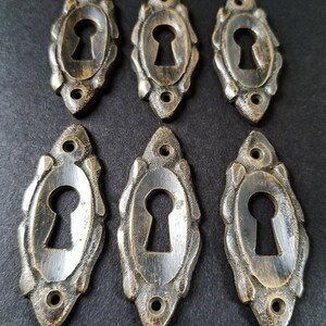 6 Ornate Vertical Small Solid Brass Eschutcheon Keyhole Covers Size 2 ...