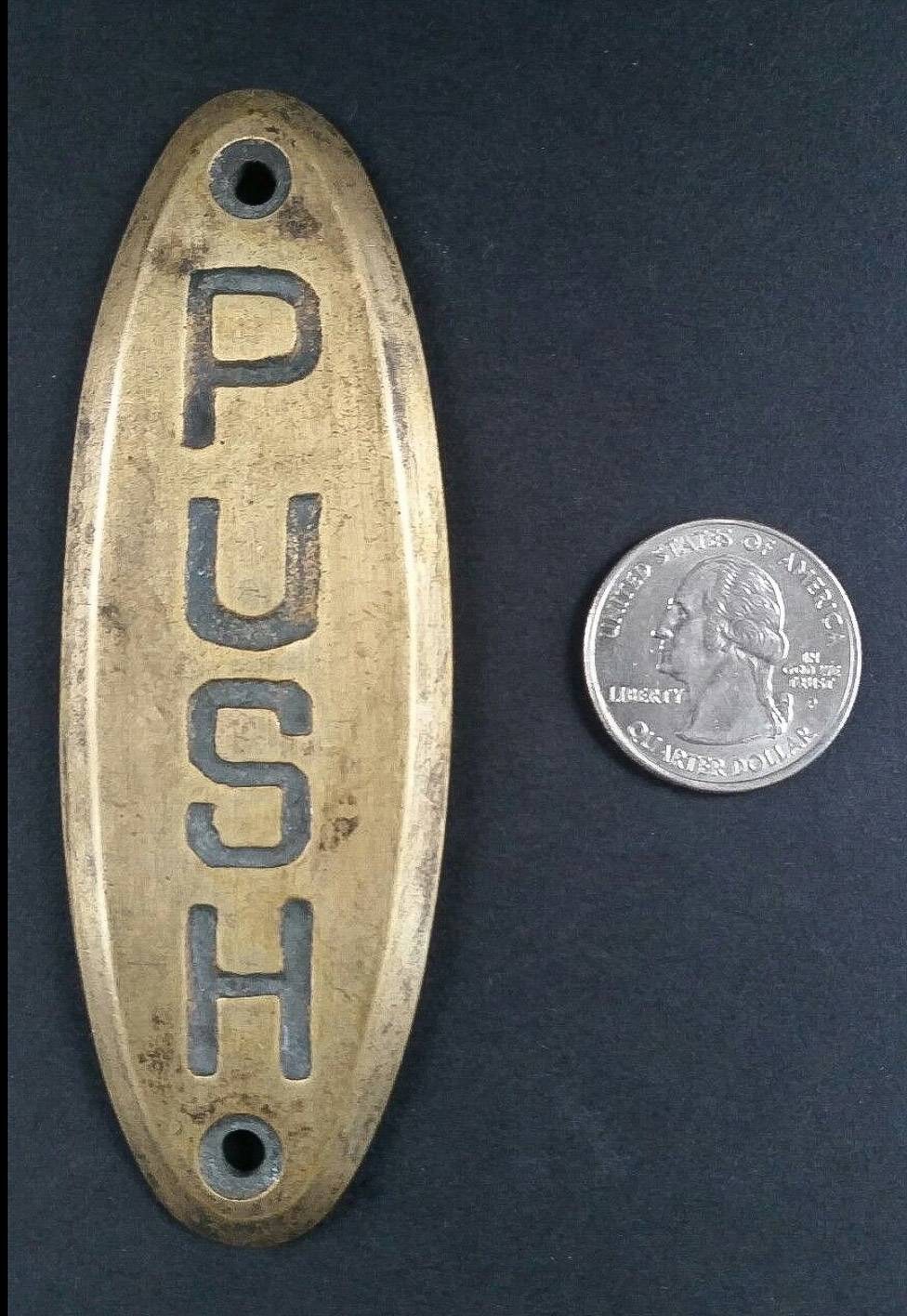 PUSH Door or Bell Sign Antique Style Art Deco Solid Brass | Etsy