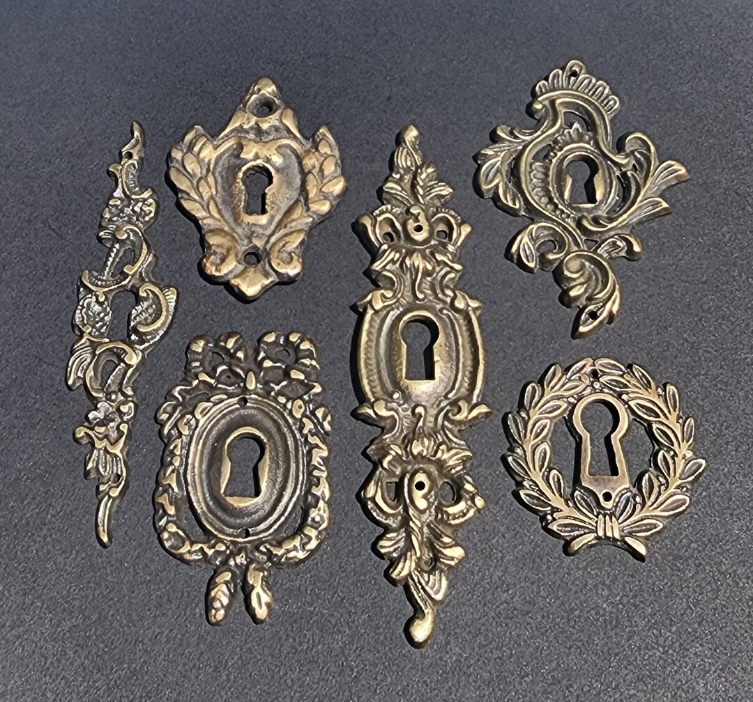 6 Various Vintage Antique Style Decorative Eschutcheons, Lock , Padlock ...