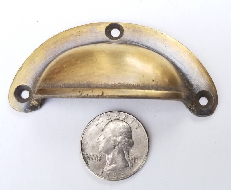 4 Small Antique Style Bin Cup Pull Drawer Cabinet Handle Solid Brass 2 ...