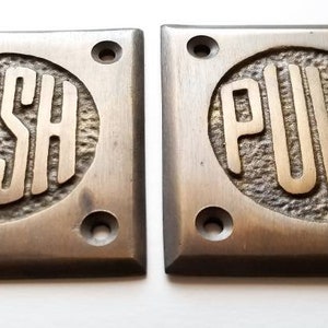 Set of PULL and PUSH Signs Unique Antique Style Art Deco Solid Brass 2 ...