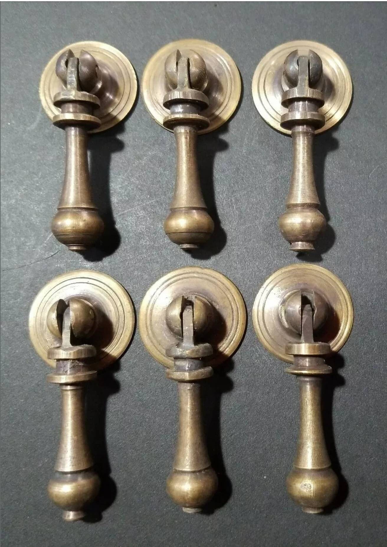 6 x Antique Style Solid Brass Tear Drop Pendant Handle Pulls | Etsy