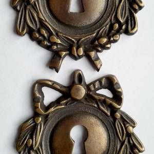 2 X Antique Style French Brass Escutcheon, Hardware Ornate Fancy ...
