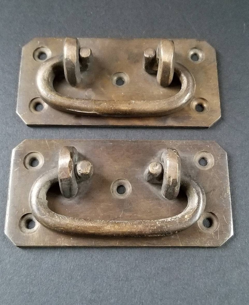 2 X Antique Style Solid Brass TRUNK PULL Drop Handle Trap Door - Etsy