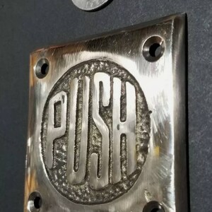 PUSH Sign Plaque Rare Antique Style POLISHED Solid Brass - Etsy