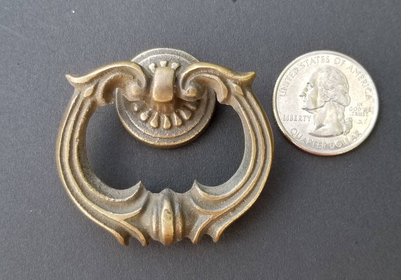4 X Ornate Solid Brass Ring Pull Handle With Detailed Drop - Etsy