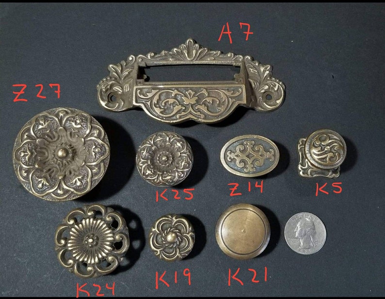 4 X Vintage Antique Style Victorian Solid Brass Victorian Apothecary ...