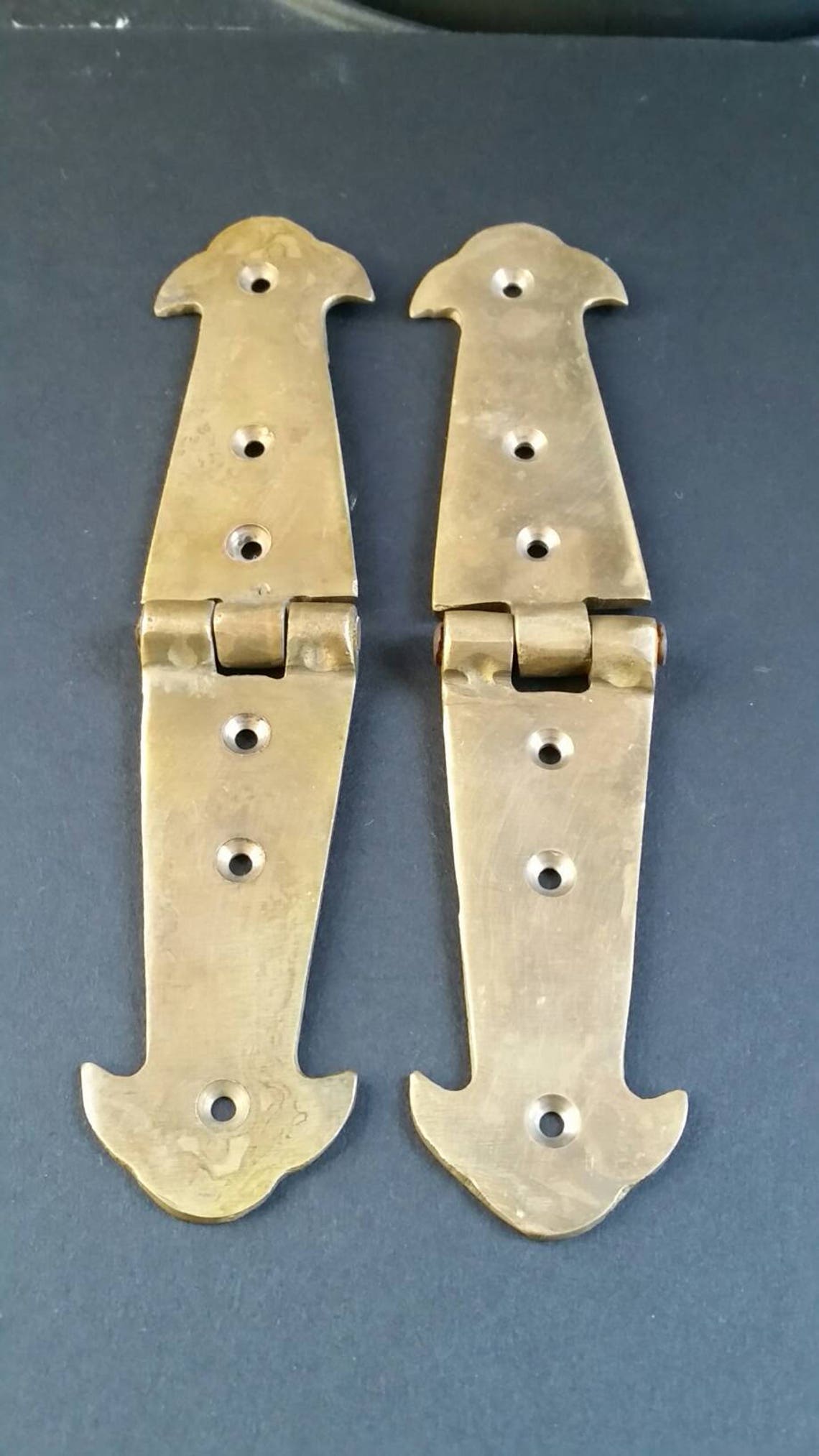 Antique Style Brass Rat Tail Hinges, Rustic Trunk/box Hardware, 6 ...