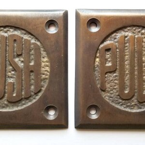 Set of PULL and PUSH Signs Unique Antique Style Art Deco Solid Brass 2 ...