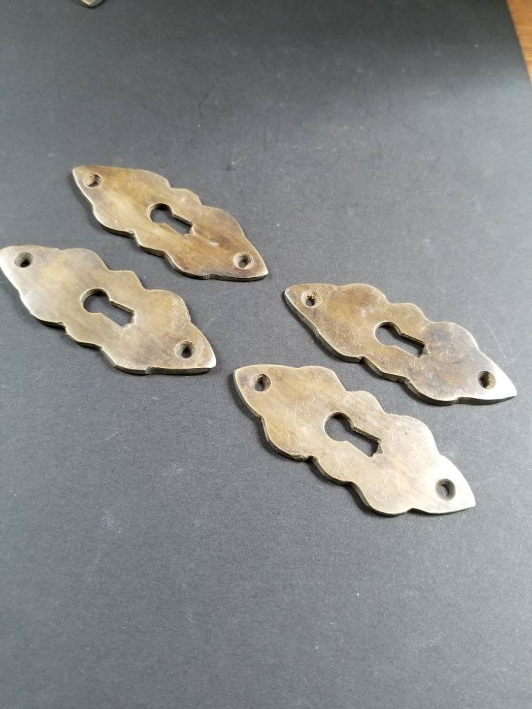 4 X Vintage Antique Brass Escutcheons,key Hole Covers,doors,locks ...