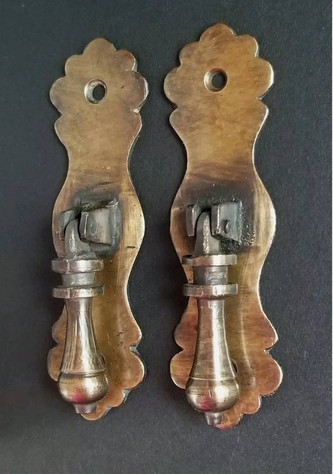 2 X Ornate Teardrop Pendant Brass Handles Drawer Pulls - Etsy