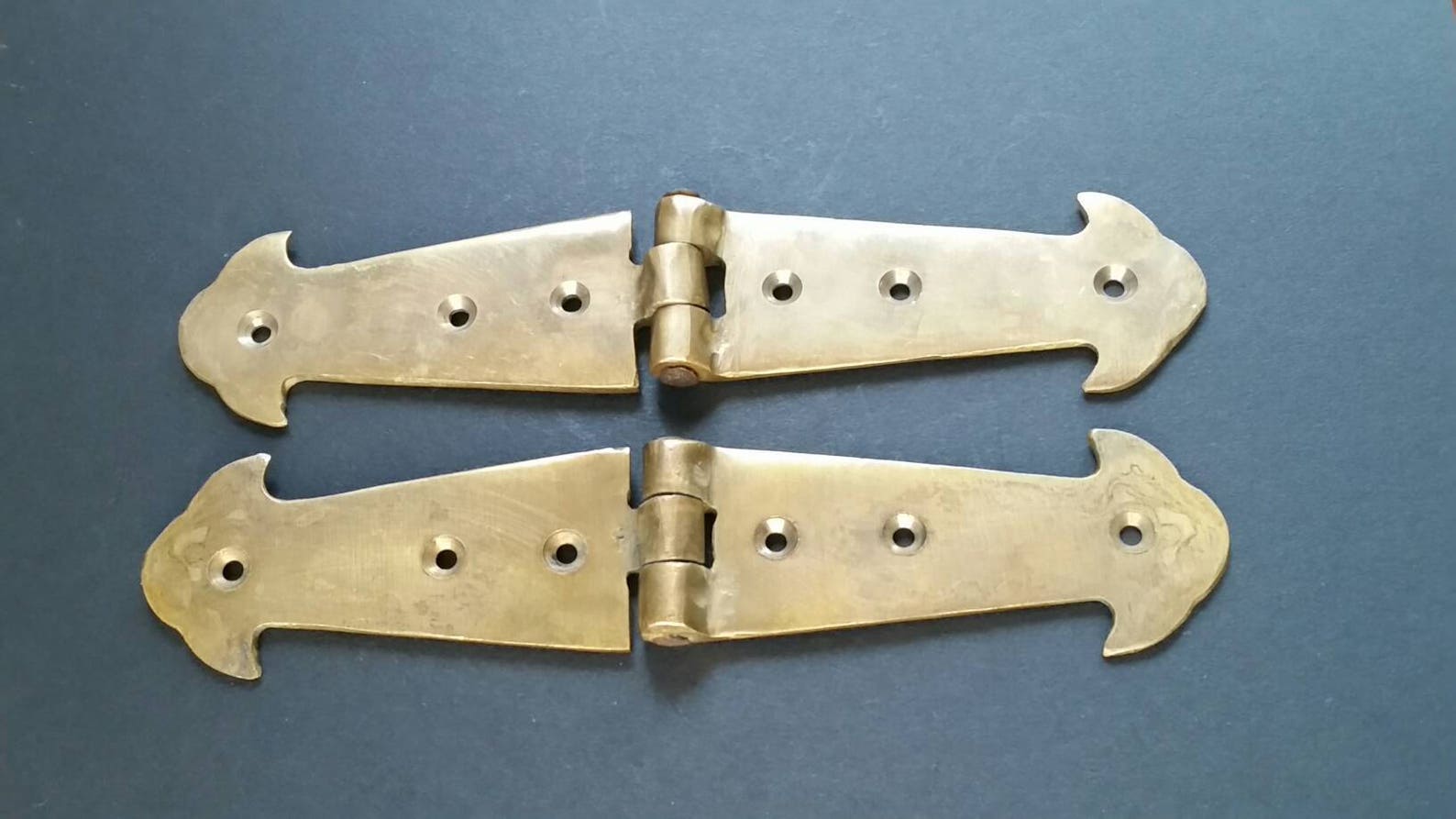 2 X Antique Style Solid Brass Ornate Rustic Rat Tail Hinges - Etsy