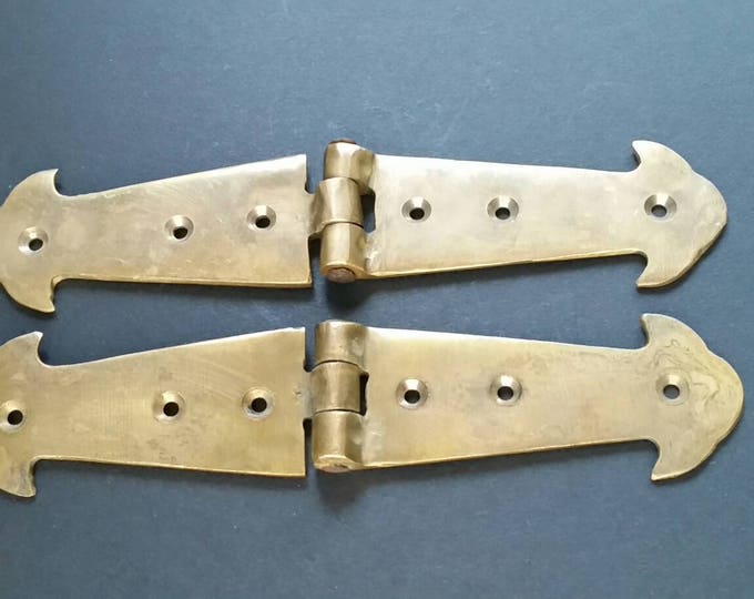 2 X Antique Style Solid Brass Ornate Rustic Rat Tail Hinges - Etsy