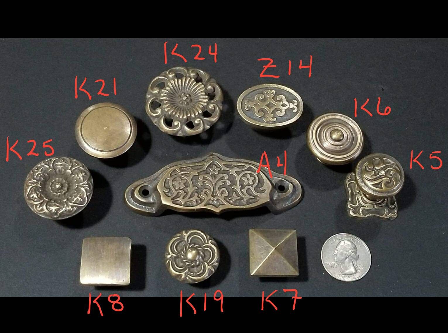 6 X Solid Brass Antique Vintage Style Victorian Art Nouveau - Etsy