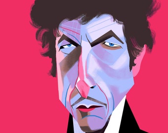 Bob Dylan & Paul Simon art nouveau psychedelic concert poster