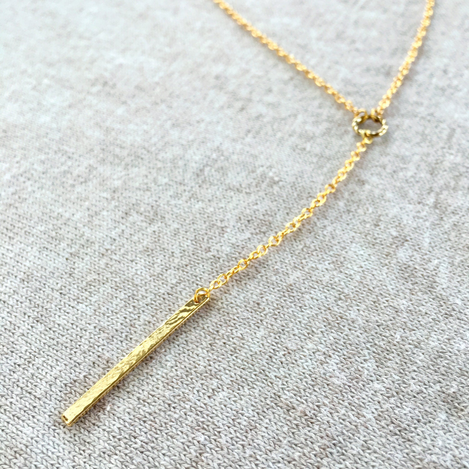 Minimal Gold Bar Necklace, Y Shaped Vertical Long Necklace, Gift for ...