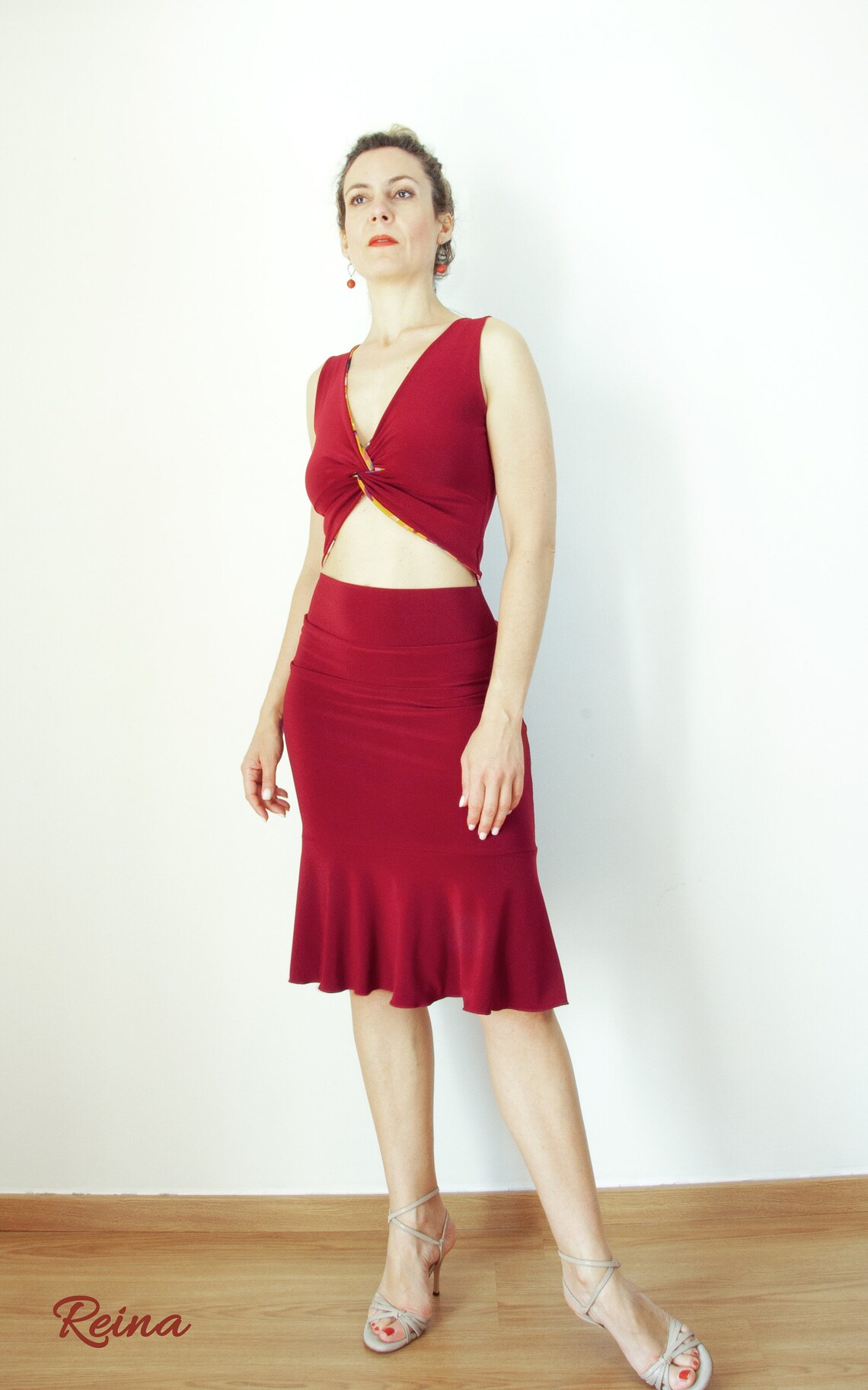 Reversible Tango Dance Set Mustard and Bordeaux Knot Top - Etsy