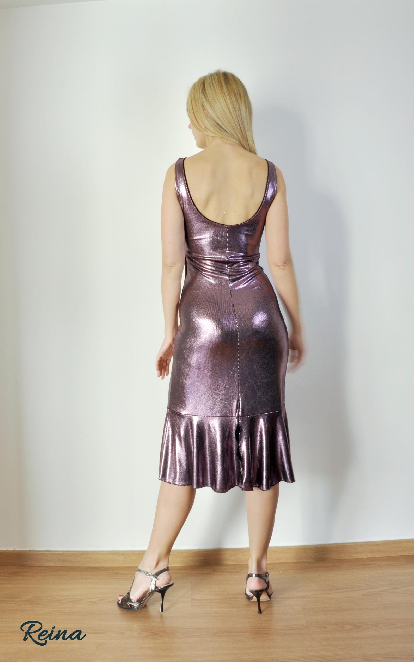 Metallic Purple Tango Dress: Ruffle Bottom Sparkling Dance Dress - Etsy