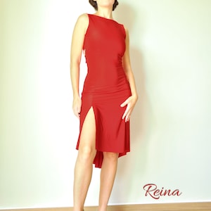Red Dress Magenta Tango Dress Cross Back With Tail - Etsy