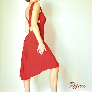 Red Dress Magenta Tango Dress Cross Back With Tail - Etsy