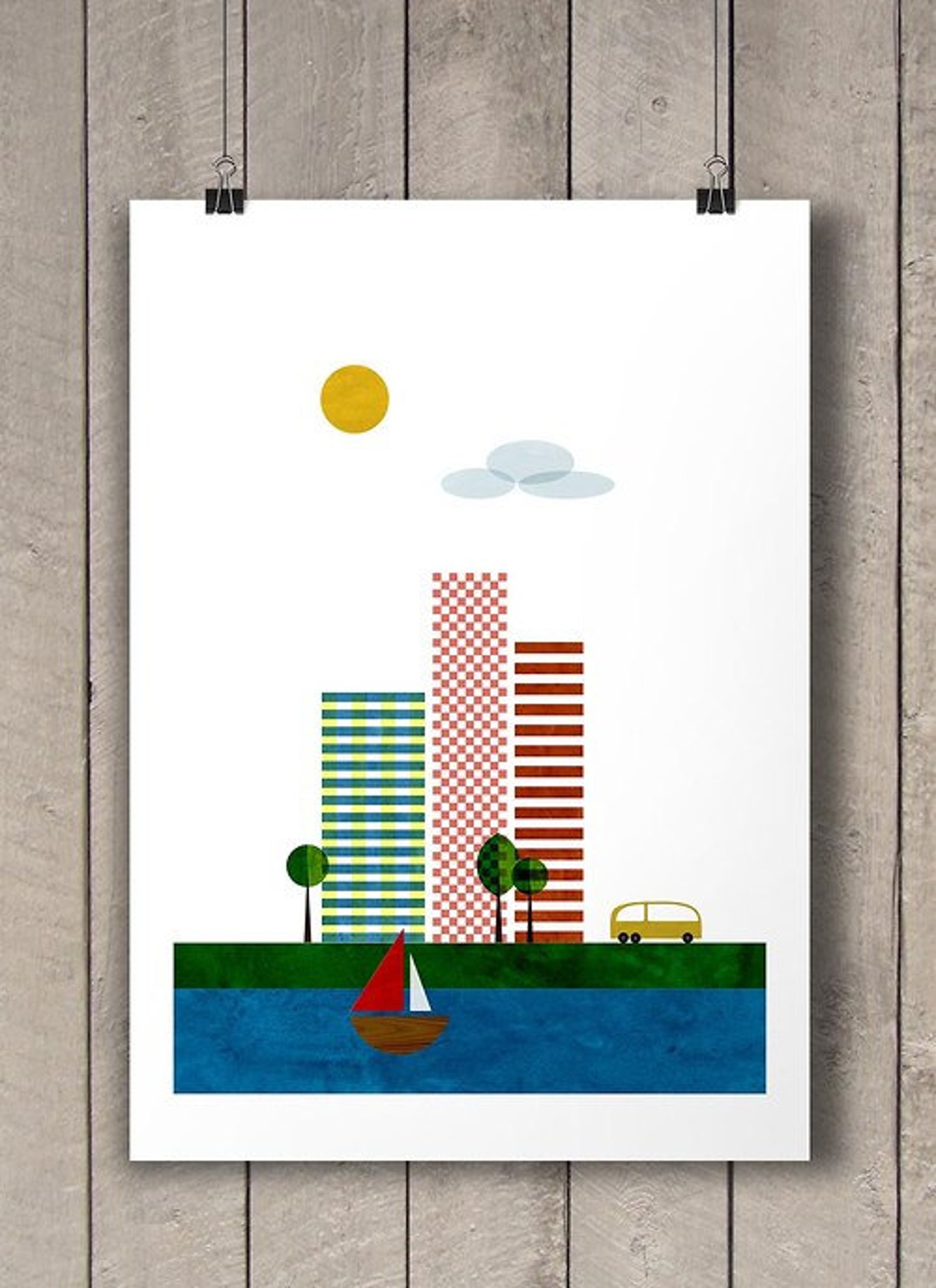 City Prints Cityscape Art Mid Century Modern Art Cityscape - Etsy