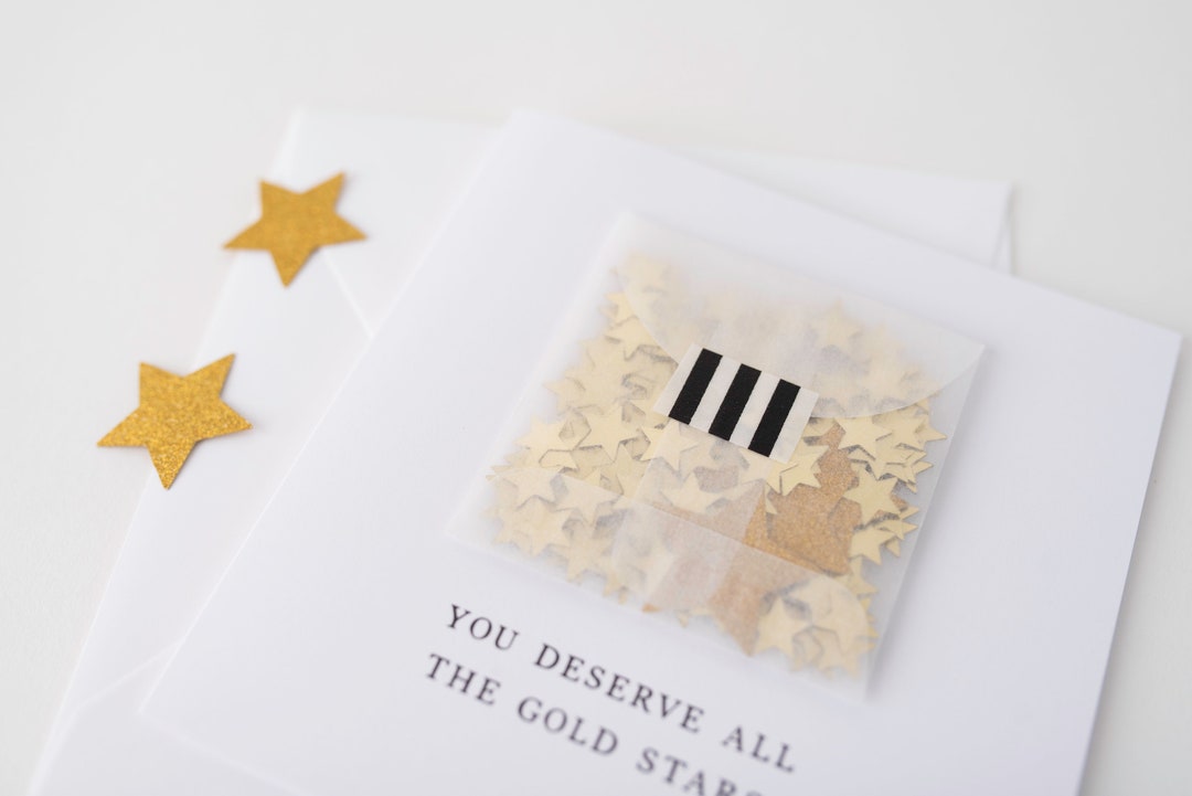 Congratulations Card: Gold Star Confetti - Job Well Done - Etsy