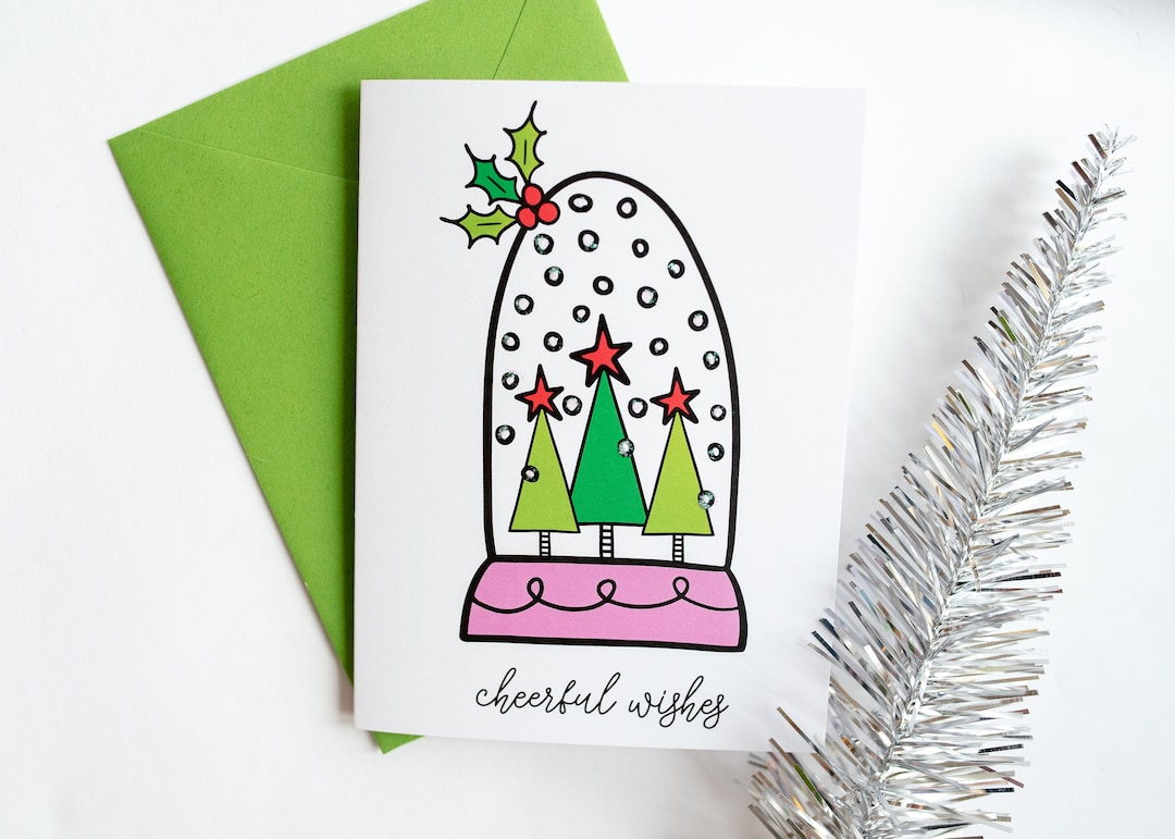 Holiday Card, Winter Wishes, Snow Globe, Christmas, Greeting, Modern ...