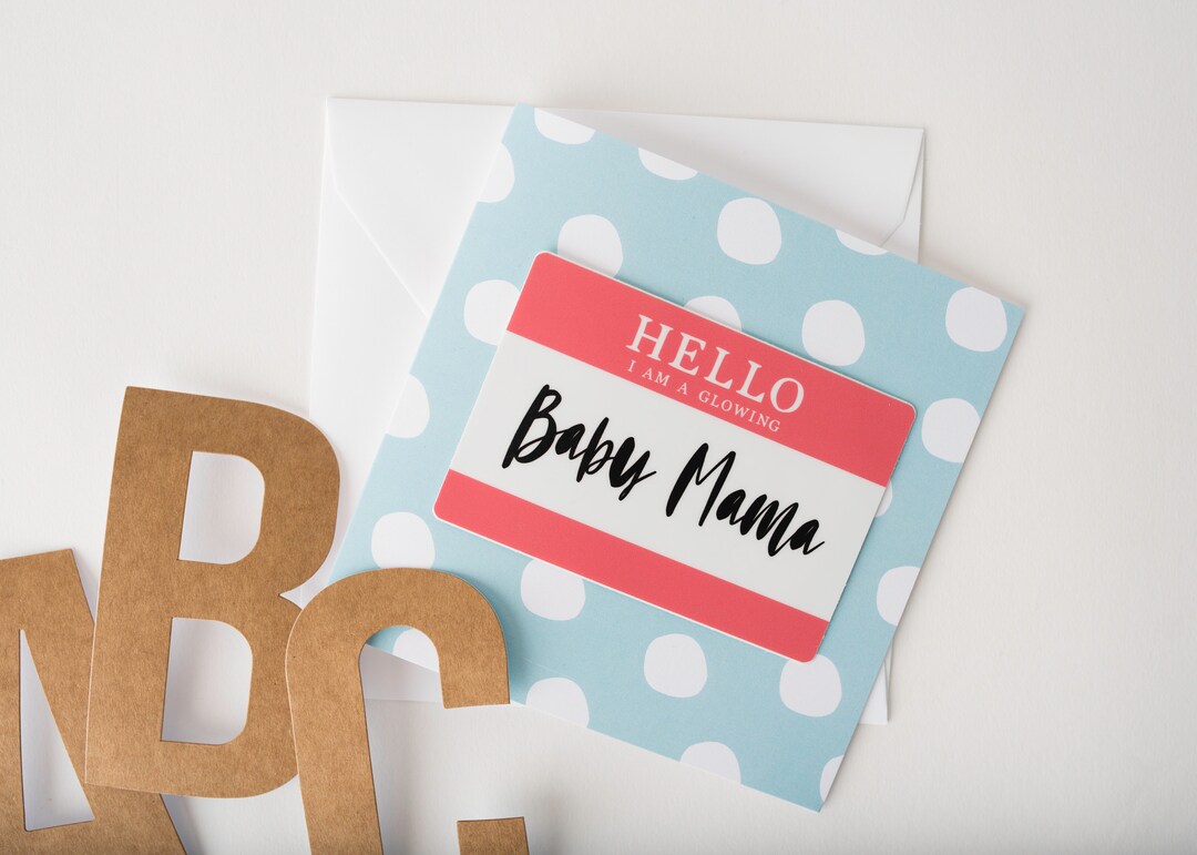 Baby Shower Card: 'hello Glowing Baby Mama' Sticker - Etsy