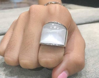 White stone ring | Etsy