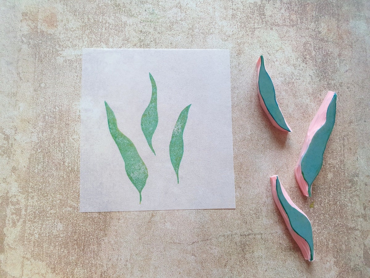 Leafs rubber stamp set of 3 leaves stamps for scrapbooking | Etsy