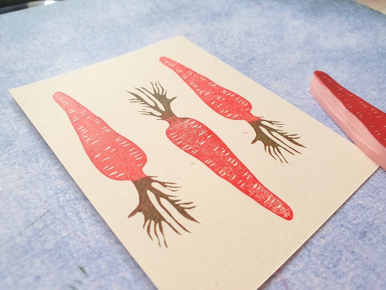 Carrot Rubber Stamp for Printing on Fabric Bags Garden | Etsy