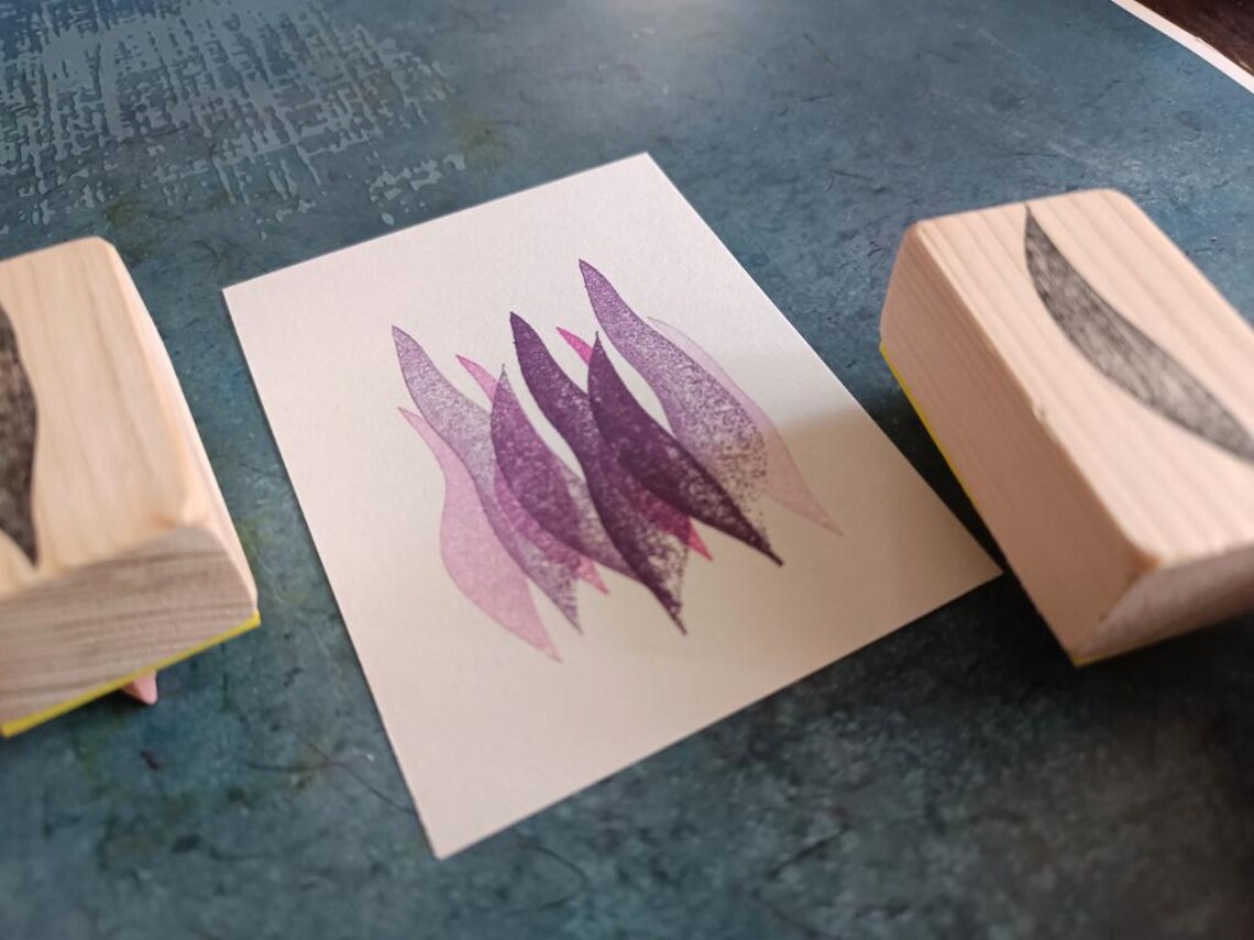Leafs Rubber Stamp Set of 3, Leaves Stamps for Scrapbooking, Botanical ...