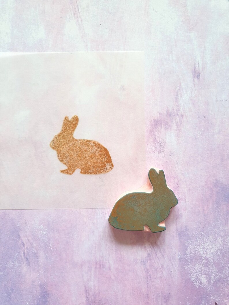 Rabbit Rubber Stamp for Easter Card Cute Bunny Stamp for | Etsy