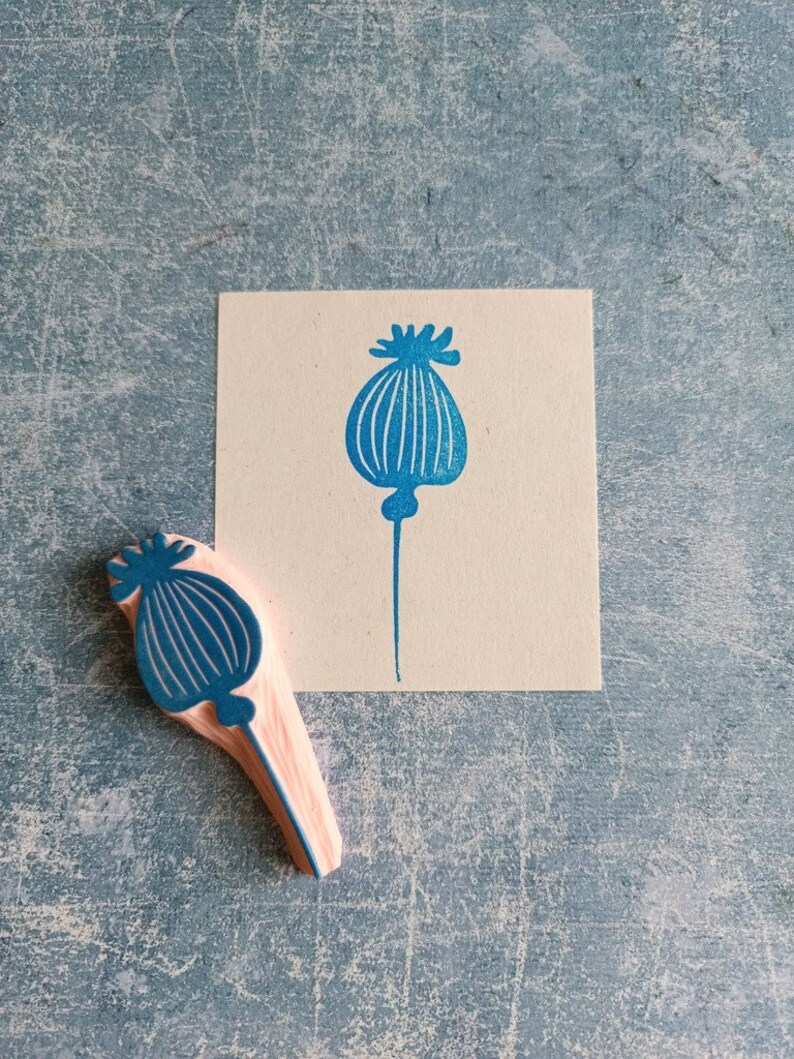 Poppy Pod Rubber Stamp for Junk Journal Wild Garden Stamp for - Etsy
