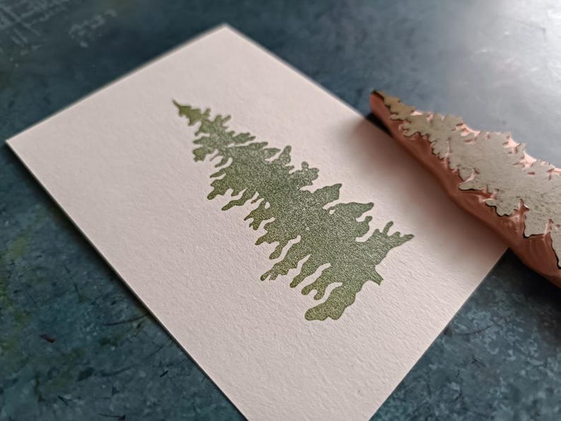 Christmas Tree Rubber Stamp for Holiday Crafts, Rustic Evergreen Tree ...