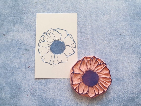 Blossom flower rubber stamp for cardmaking floral stamp for | Etsy