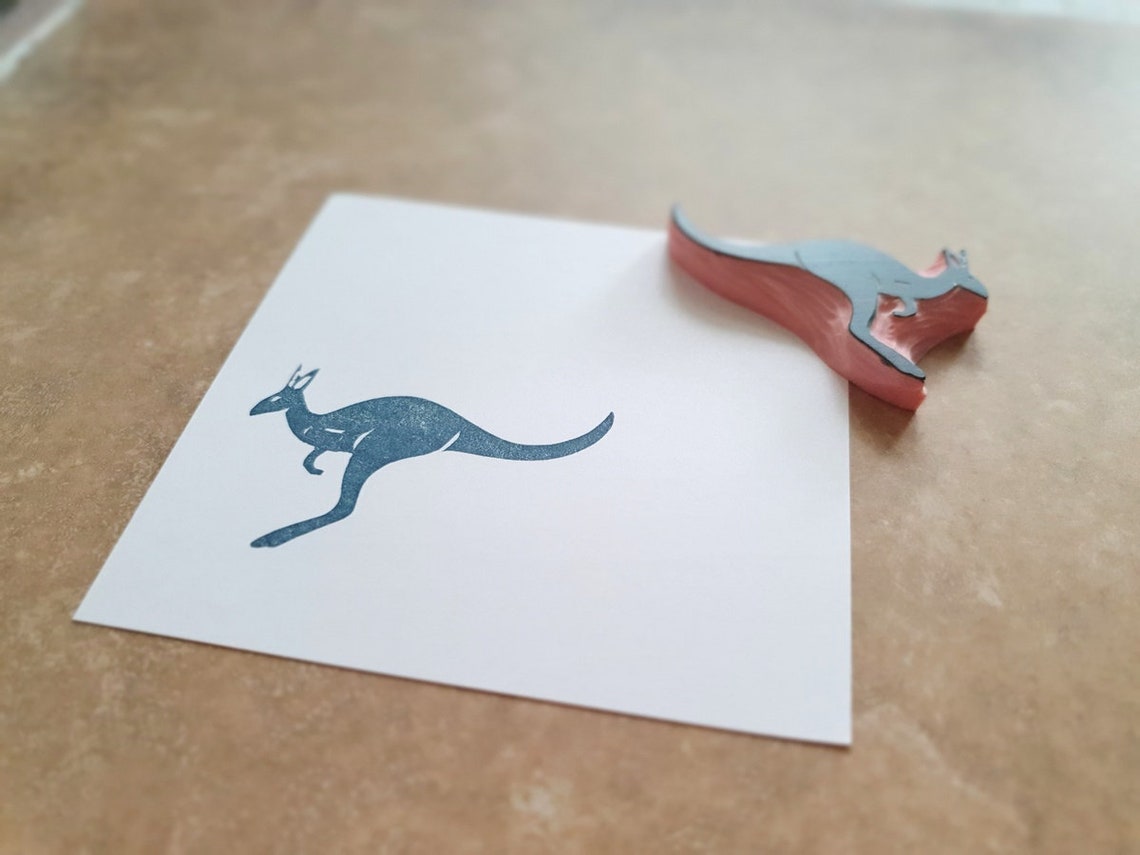Kangaroo rubber stamp for snail mail lovers jumping kangaroo | Etsy