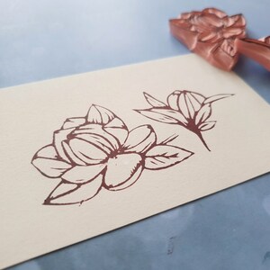 Magnolia Rubber Stamp Set, Wedding Flower Stamp, Gift for Crafters ...