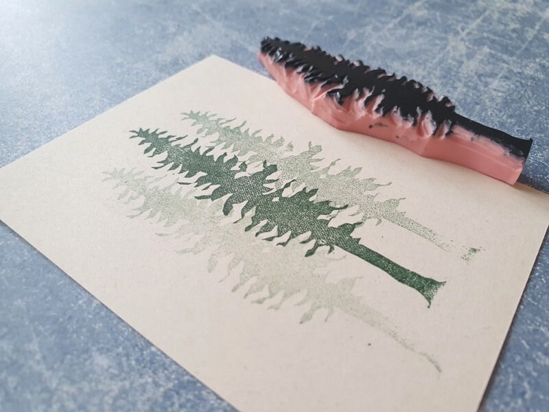 Tree Rubber Stamp for Cardmaking, Wildlife Christmas, Nature Tree ...