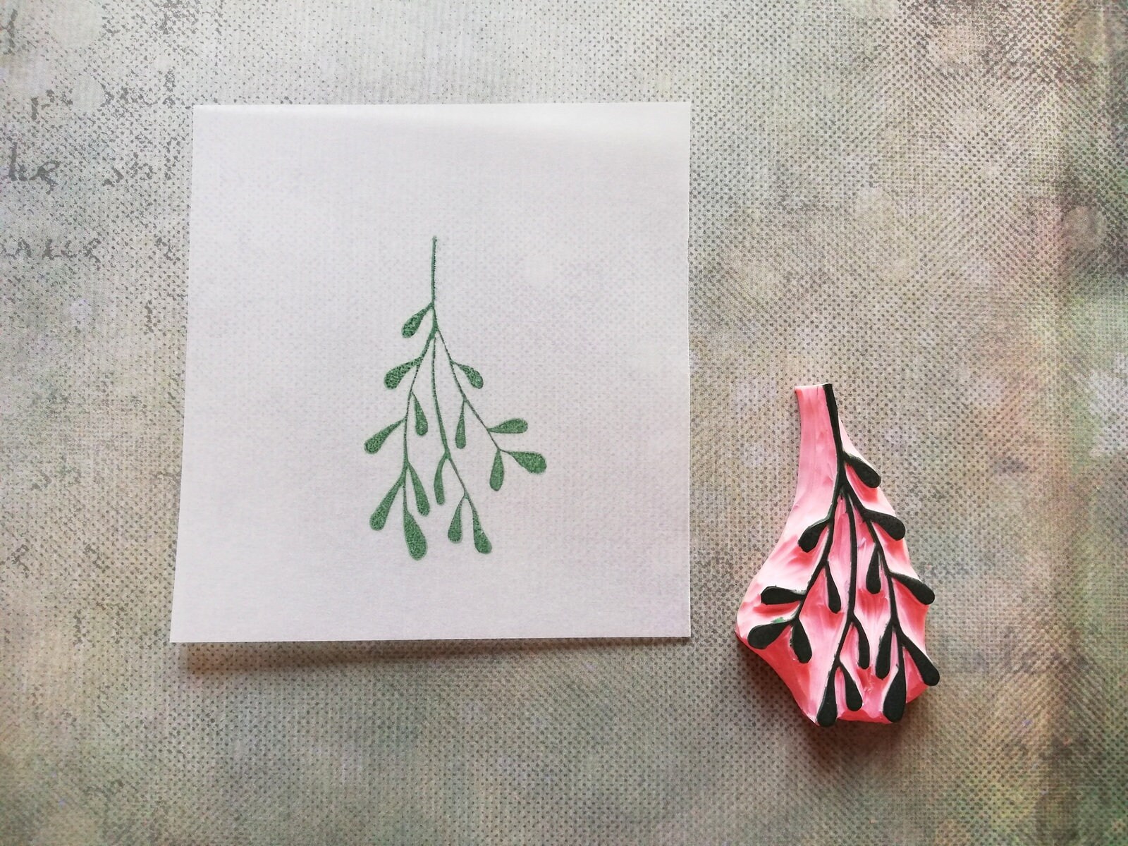 Mistletoe rubber stamp for Christmas card seasonal greeting | Etsy