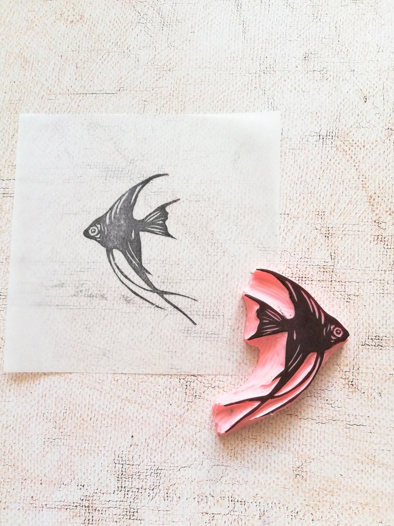 Fish stamp for fabric pattern aquarium rubber stamp for | Etsy