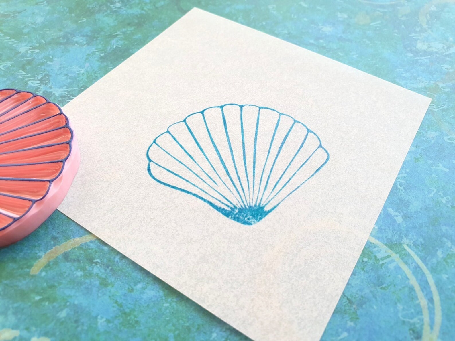 Seashell rubber stamp for scrapbooking hand carved bullet | Etsy