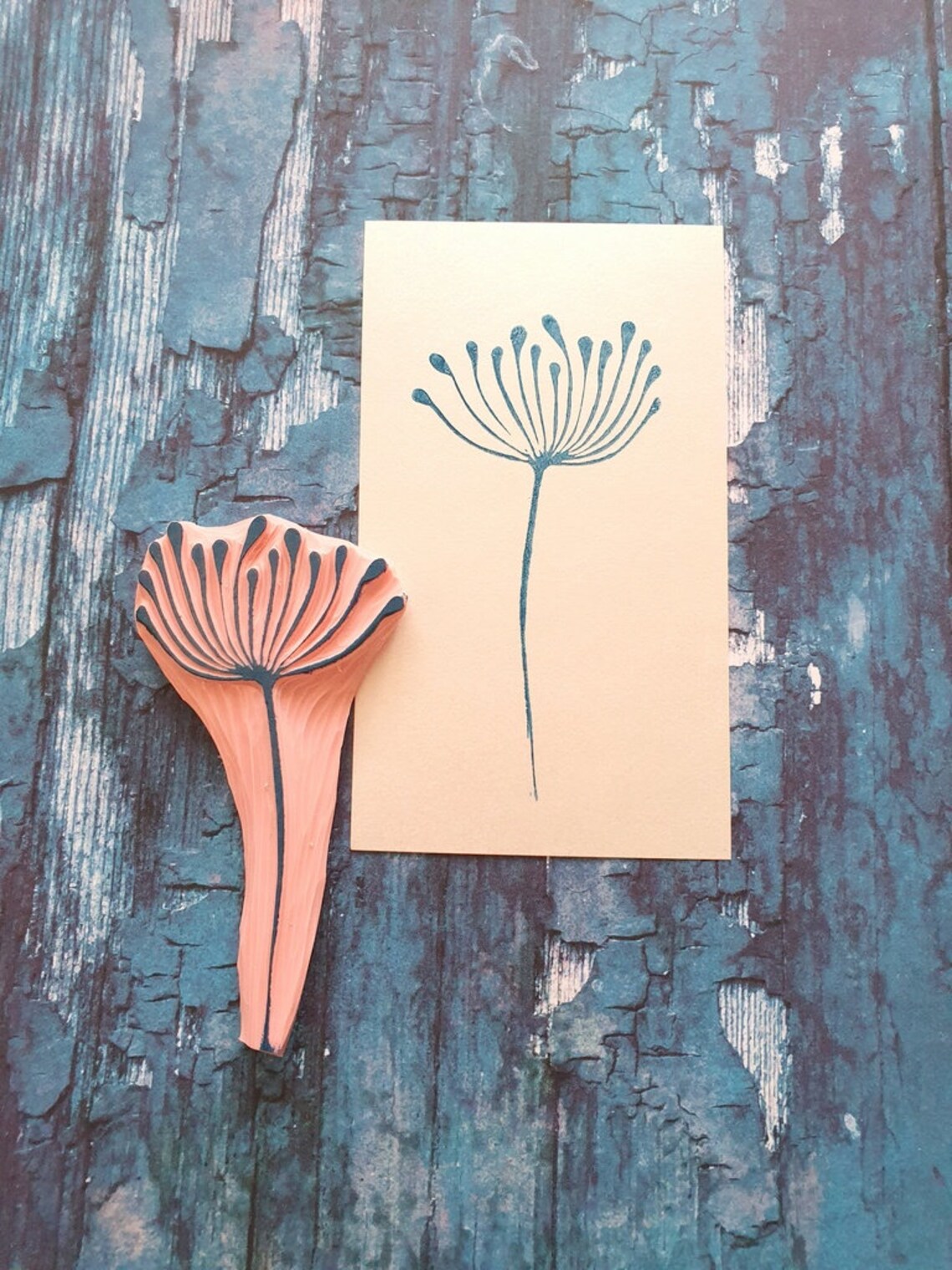 Dandelion rubber stamp for vintage journal decor wild flower | Etsy